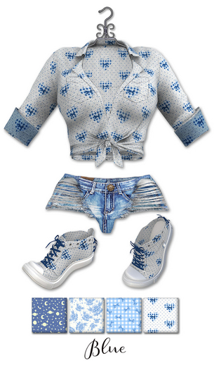 Second Life Marketplace - Graffitiwear Blue Daisy Duke